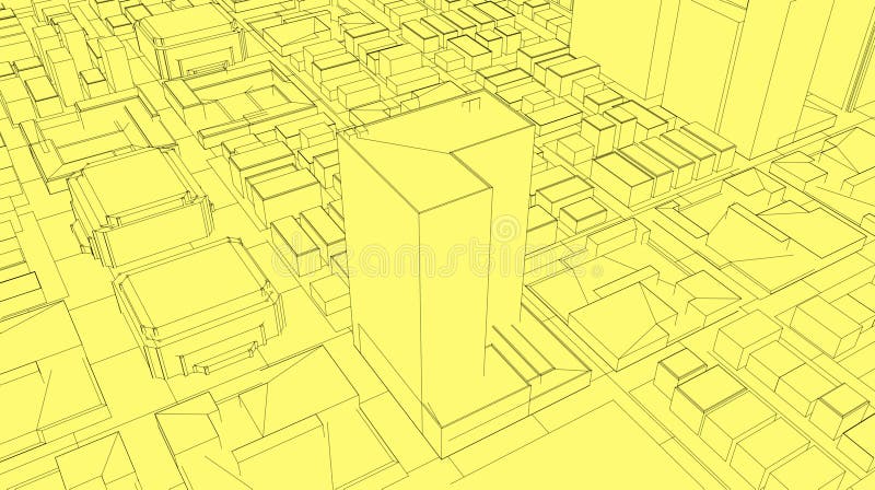 Bright Sketch City Render Background Stock Illustration - Illustration ...