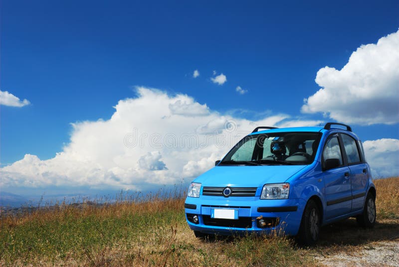 Bright sky blue modern car stock image. Image of efficient - 3133073