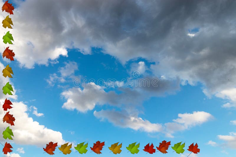 Bright Sky Decorated with Maple Leaves of All Colors - Beautiful Fall ...