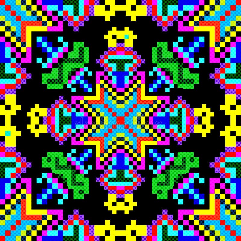 Bright Small Colored Polygons on a Black Background Stock Illustration ...