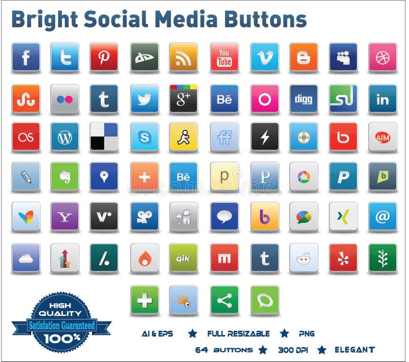 Social Media Network Buttons Button Set Editorial Photography ...