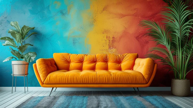 Bright Sofa in a Modern Room in Vivid Modern Style Stock Photo - Image ...