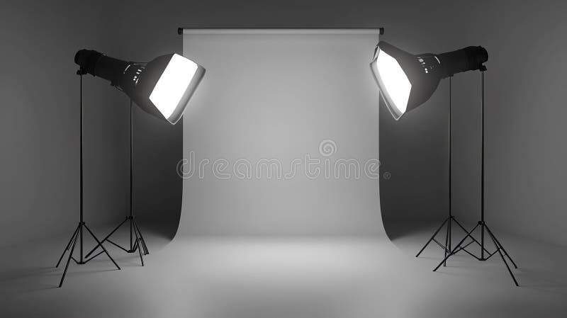 Studio Lighting Setup with Softboxes Ready for a Photoshoot in an ...