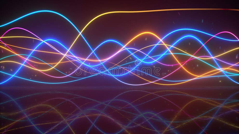 Bright Sound Waves Oscillating 3D Render Illustration Stock ...