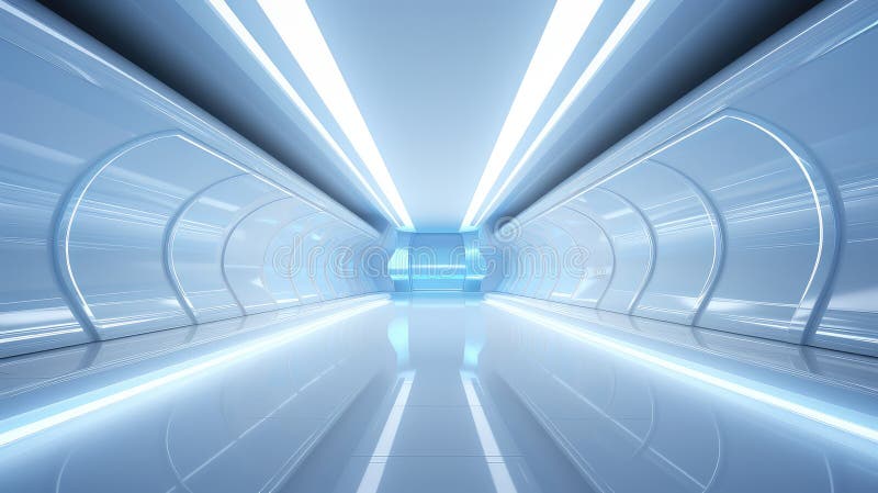 Clean Corridor Leading To Closed Doors. Digital Illustration of School ...