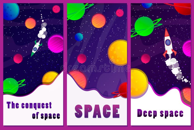 Bright Space in the Style of Cartoon Stock Vector - Illustration of ...