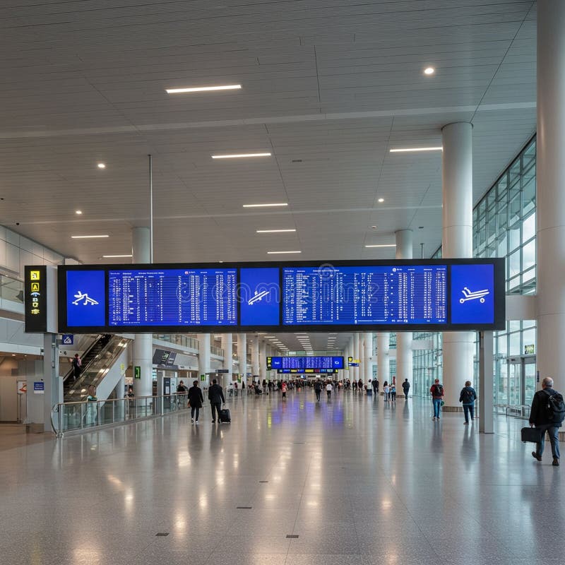 Bright and Spacious Airport Terminal with a High Ceiling Supported by ...