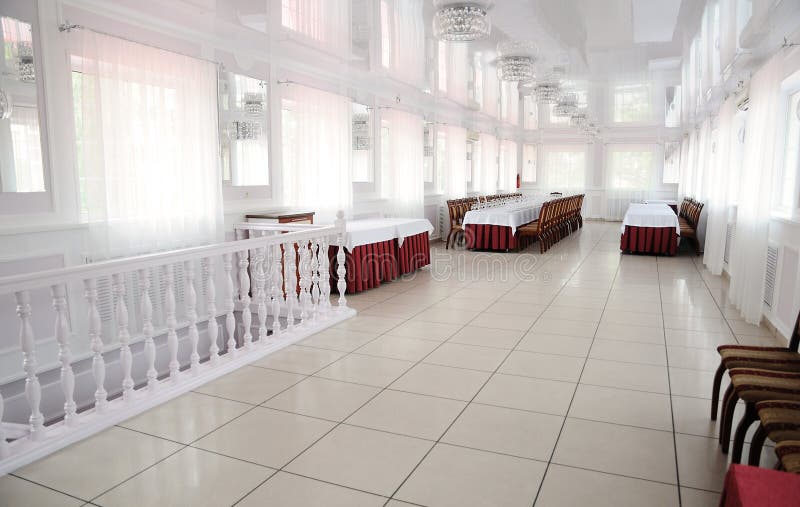 Bright, Spacious Banquet Hall without People Stock Image - Image of ...