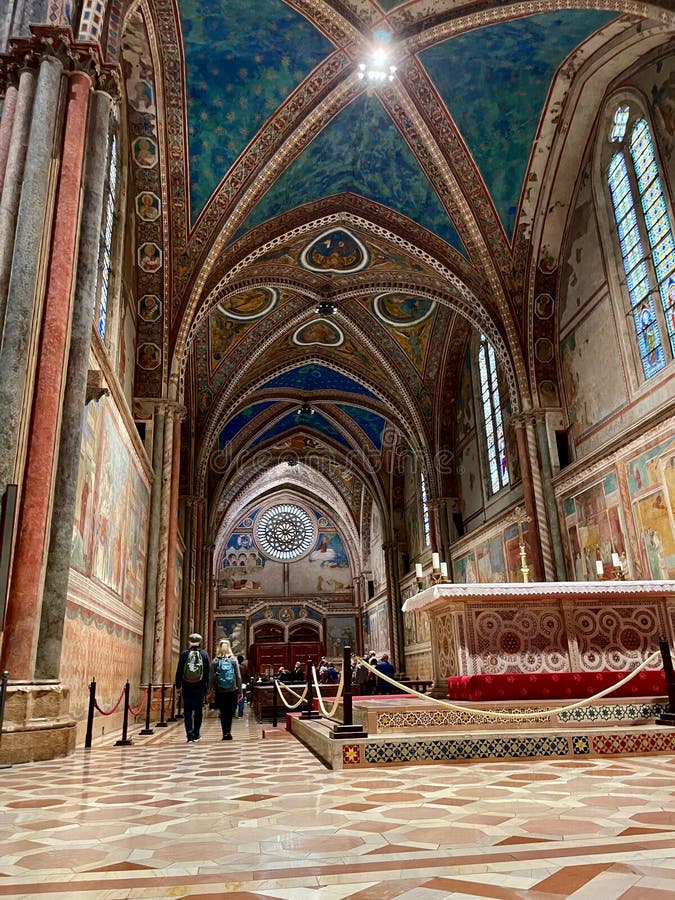 Nave of the Upper Basilica, Basilica of Saint Francis of Assisi, Italy ...