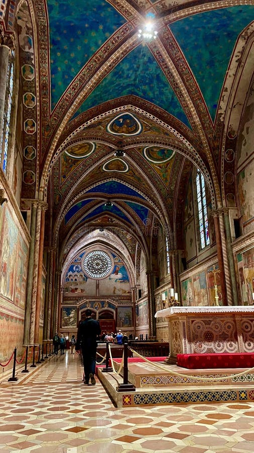 Nave of the Upper Basilica, Basilica of Saint Francis of Assisi, Italy ...