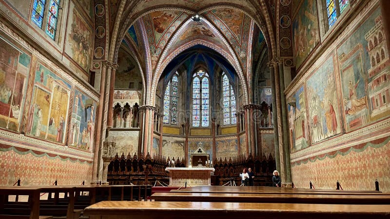 Nave of the Upper Basilica, Basilica of Saint Francis of Assisi, Italy ...