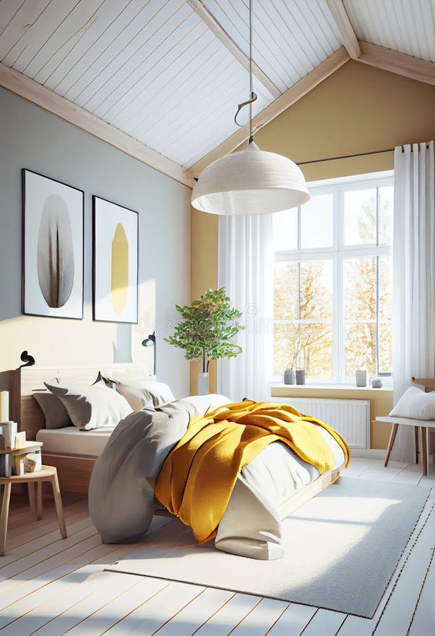 Bright Spacious Bedroom. AI Generated Stock Illustration - Illustration ...