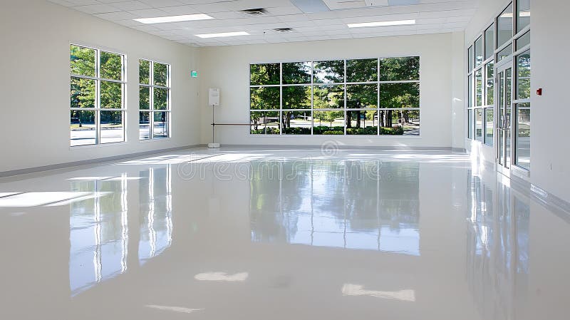 Dance Studio with Mirrored Wall and Natural Light Stock Illustration ...