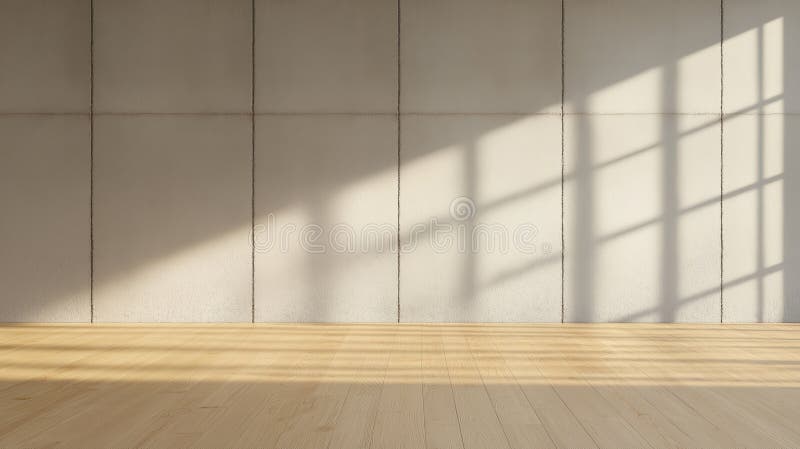Bright and Spacious Empty Room with Wooden Floor and Sunlight Casting ...