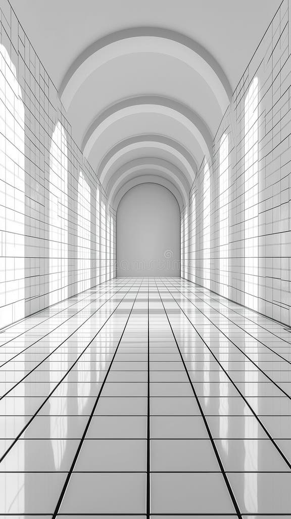 Bright and Spacious Hallway with Arched Ceilings and Tiled Floor in a ...