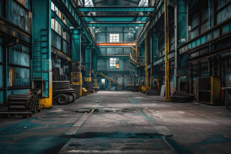 Bright and Spacious Industrial Factory. Stock Illustration ...