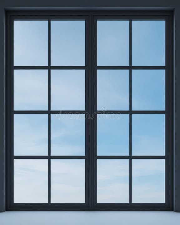 Modern Window Design with Multiple Panes Showcasing a Clear Blue Sky ...