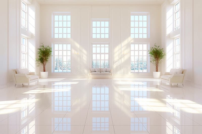 Bright and Spacious Interior Features Large Windows and Minimalist ...