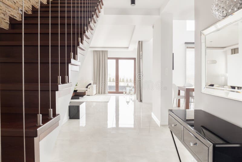 Spacious Interior of Modern House Stock Photo - Image of cozy ...