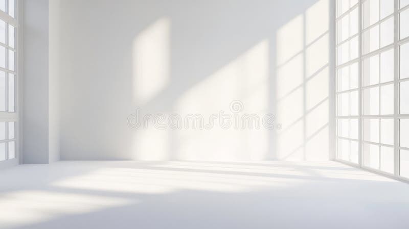 The Room is Bright and Minimalist with Natural Light and Windows Stock ...