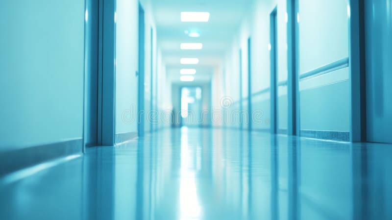 Bright Spacious Minimalistic Blurred Hospital Hallway Modern Clinic ...
