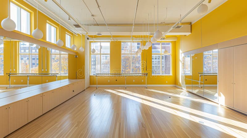Bright and Spacious Modern Dance Studio with Mirrors, Generative AI ...