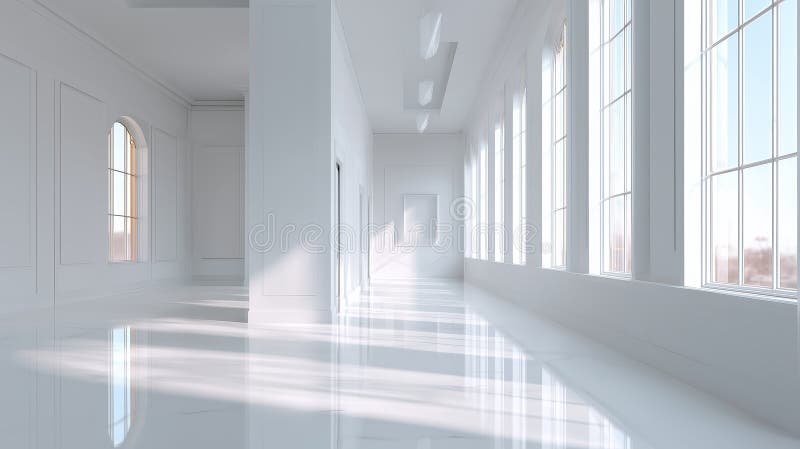 Bright, Spacious Modern Hall with Large Windows Allowing Natural Light ...