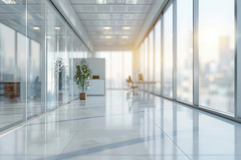 Modern Office Interior with Sunlight Reflection Stock Image - Image of ...