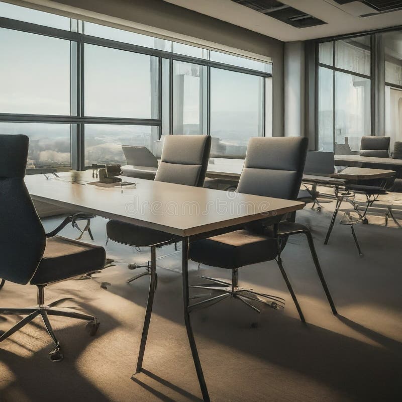 A Bright and Spacious Modern Open Plan Office Featuring Rows of Desks ...