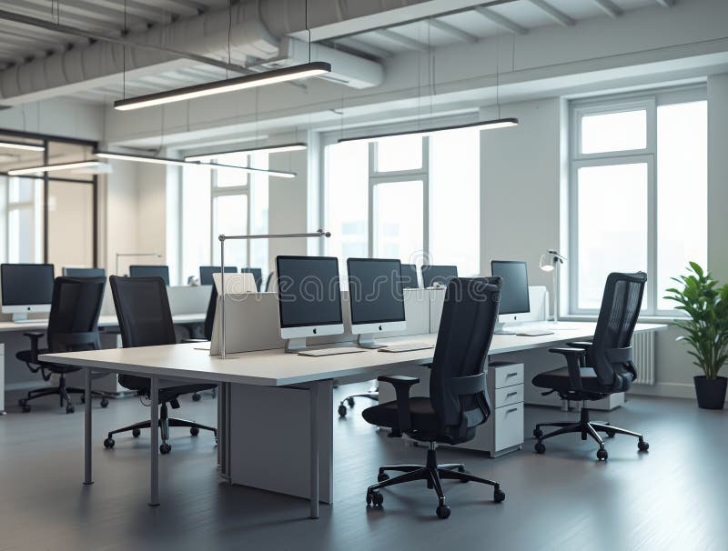Spacious Modern Office Interior Large Windows Providing Ample Natural ...