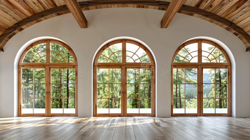Bright Spacious Room with Large Arched Windows. Modern and Serene ...