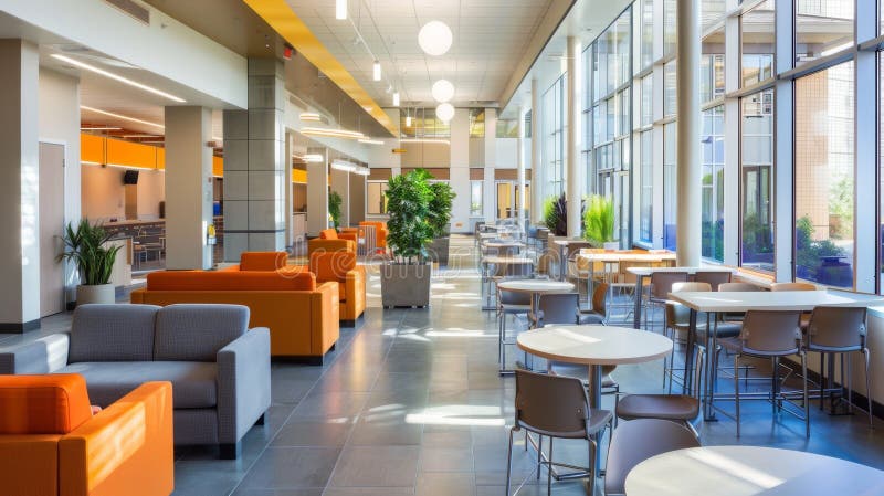 A Bright and Spacious Student Lounge with Dining Tables and Comfortable ...