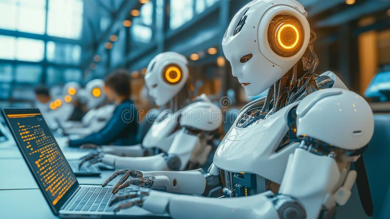 Robots Working Efficiently at Modern Technology Hub Stock Image - Image ...