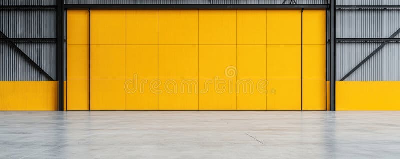 Spacious Warehouse Interior Yellow Walls Gray Floor Industrial ...