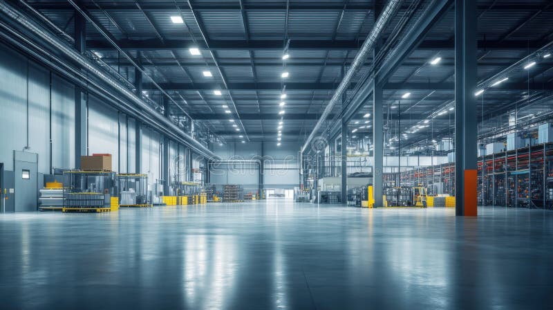 Bright and Spacious Warehouse Interior Showcasing Organized Storage and ...