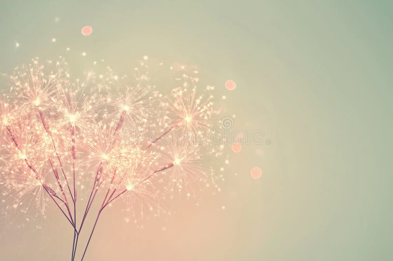 Bright Sparkler Firework Flowers Exploding with Light on Green ...