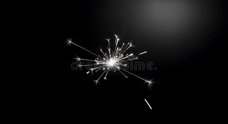 Bright Sparkler with Radiant Sparks Against a Black Background. the ...
