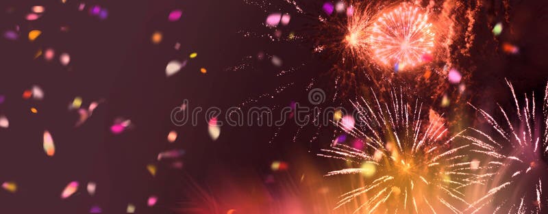 Bright Sparkling Multicolor Fireworks Panorama Stock Illustration ...