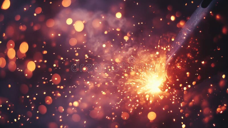 Bright Sparks Explode during Metal Welding Process Stock Illustration ...