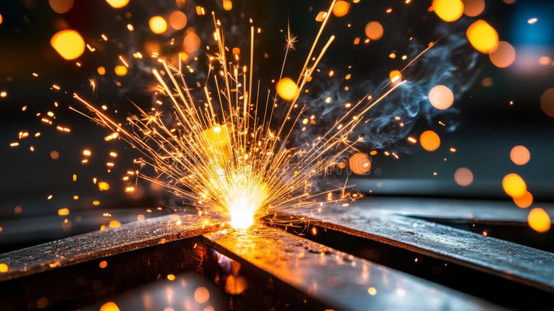 Bright Sparks Fly during Metal Welding Process Stock Illustration ...
