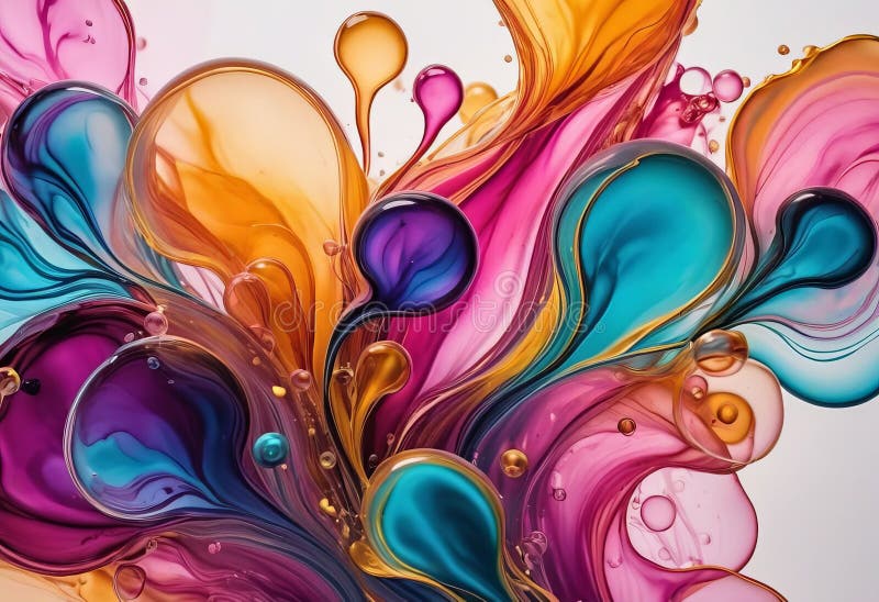 Bright Spilled Colors in Motion. Bright Splash of Colors. Drawing with ...