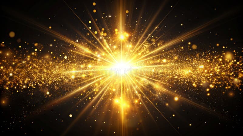 A Bright Splash Explosion of a Gold Light Flash with Golden Particles ...