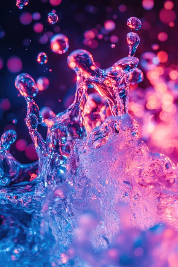 A Bright Splash of Water on a Vibrant Purple and Blue Gradient ...