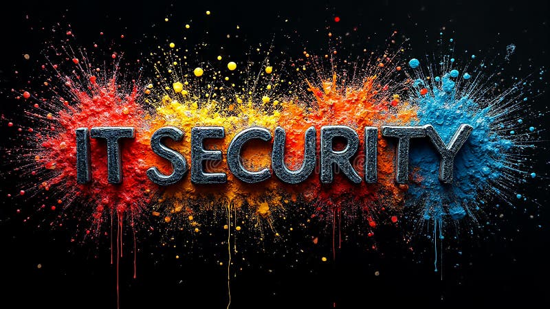 Bright Splashes of Color Surround Bold it Security Text Stock ...