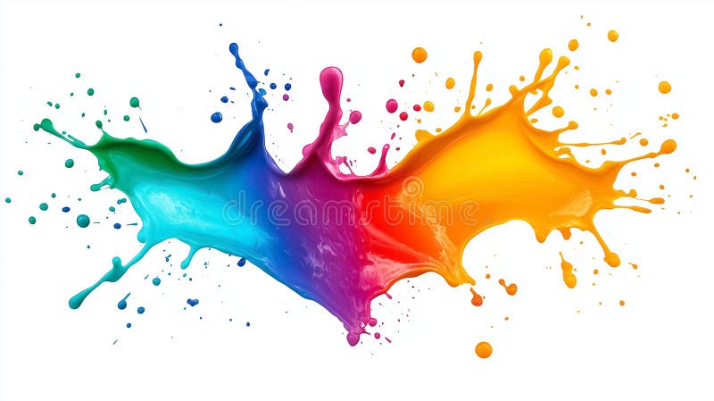 Bright Splashes of Paint Burst Across a White Canvas, Illustrating an ...