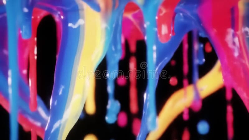 Colorful Paint Dripping in Vibrant Patterns Against a Dark Background ...