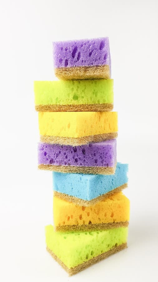 Bright Sponges for Washing Dishes. Large-scale Cleaning of the House in ...