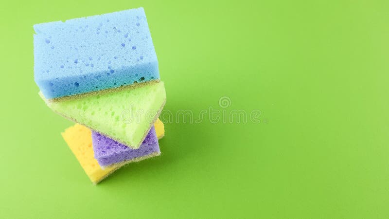 Bright Sponges for Washing Dishes. Large-scale Cleaning of the House in ...