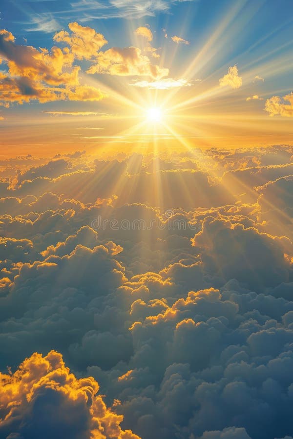 A Bright Spot of Sunlight Amidst Fluffy White Clouds Stock Photo ...