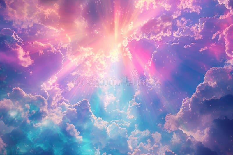 A Bright Spot of Sunlight Shining through Cloudy Skies Stock Photo ...